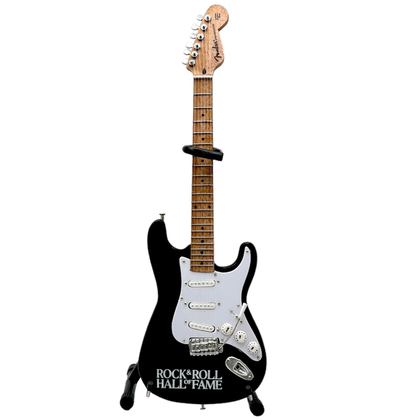 ROCK HALL BLACK FENDER STRAT MINI GUITAR – Rock & Roll Hall of Fame ...